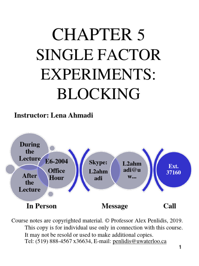 CH 5 Single Factor Experiments - Blocking | PDF | Analysis Of Variance | Experiment