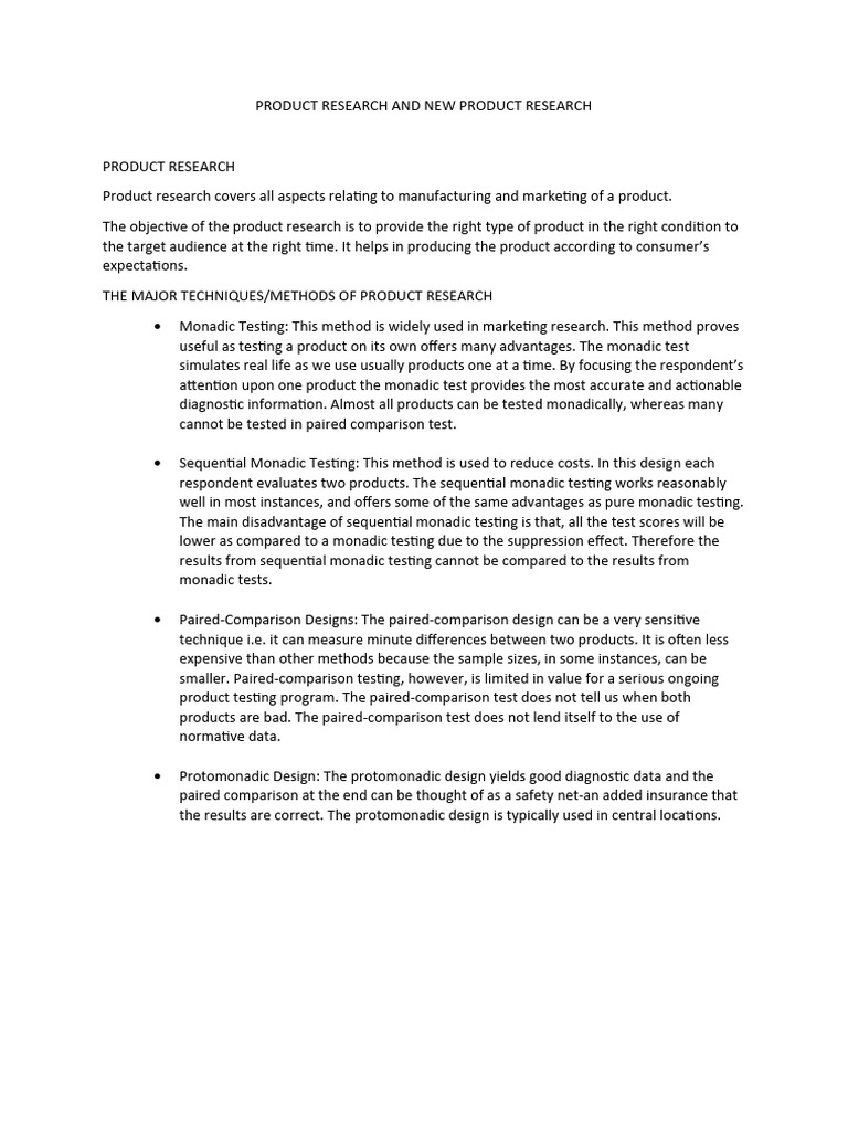 Product Research and New Product Research | PDF | Databases | Marketing