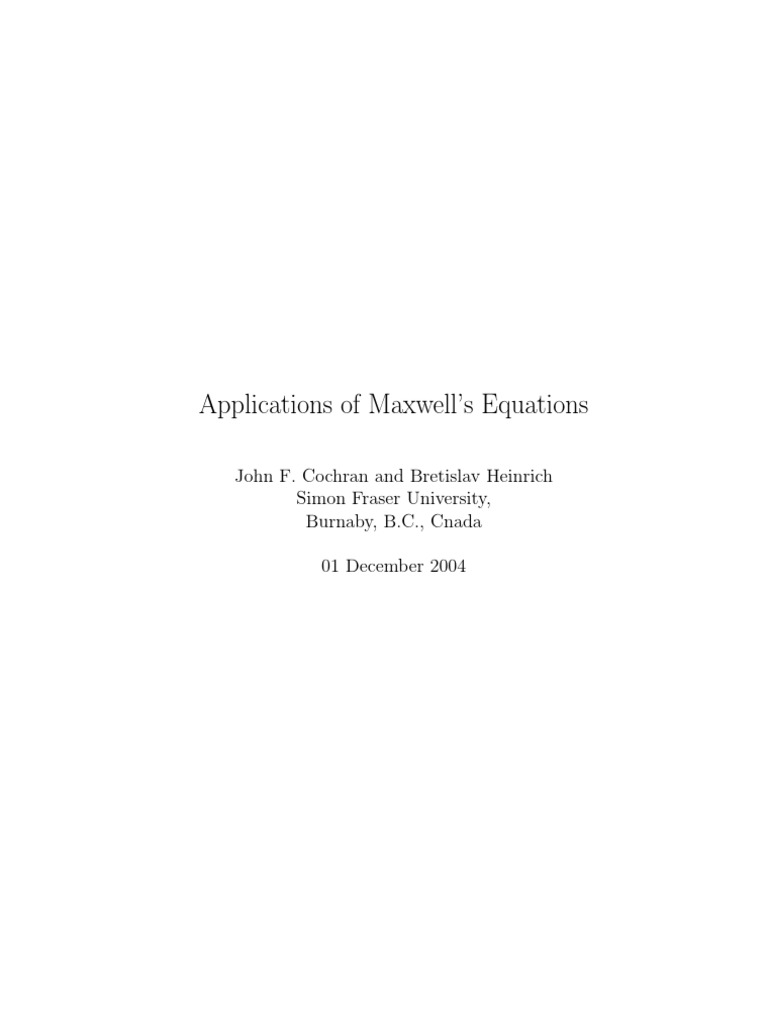 Applications of Maxwell's Equations | PDF
