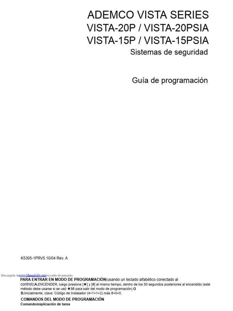 Vista 20p Programming Manual Pdf