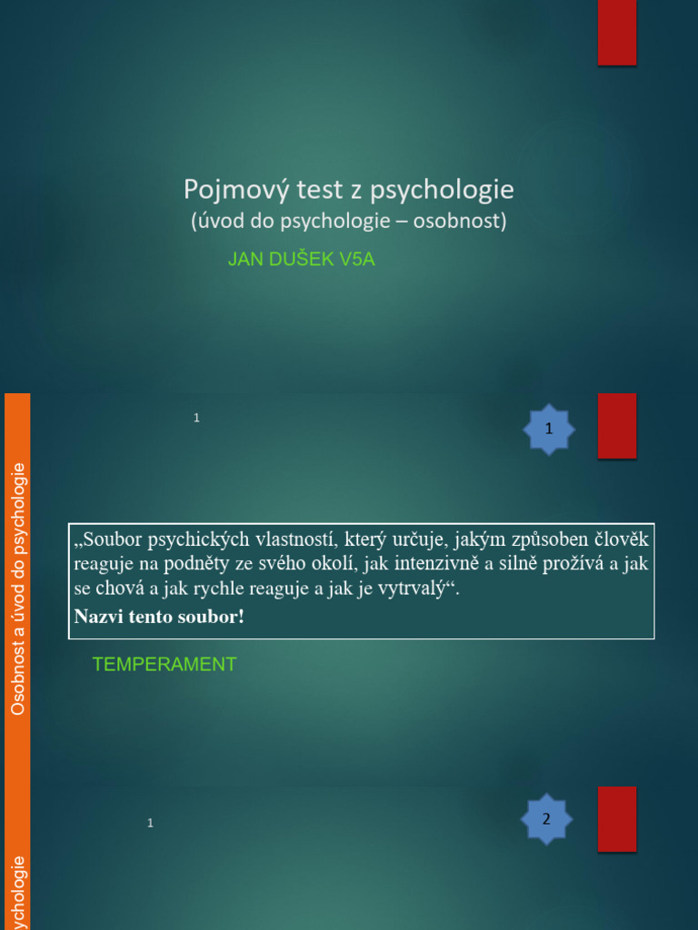 Test - Psychologie JAN DUSEK | PDF
