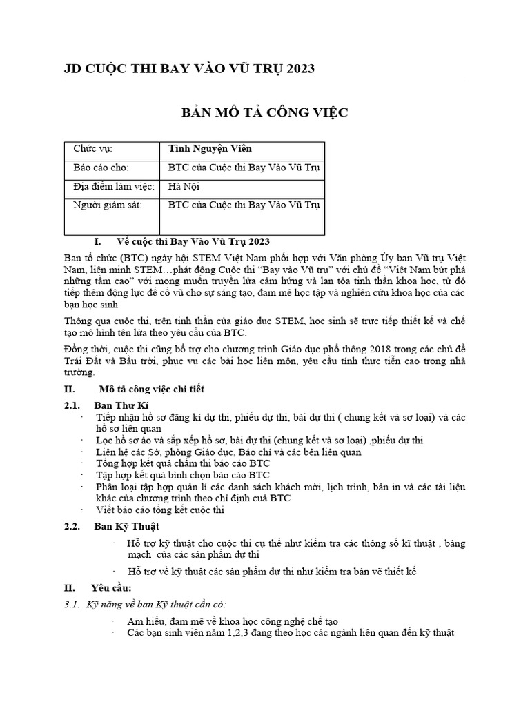 JD Cu C Thi Bay Vào Vũ TR 2023 . | PDF