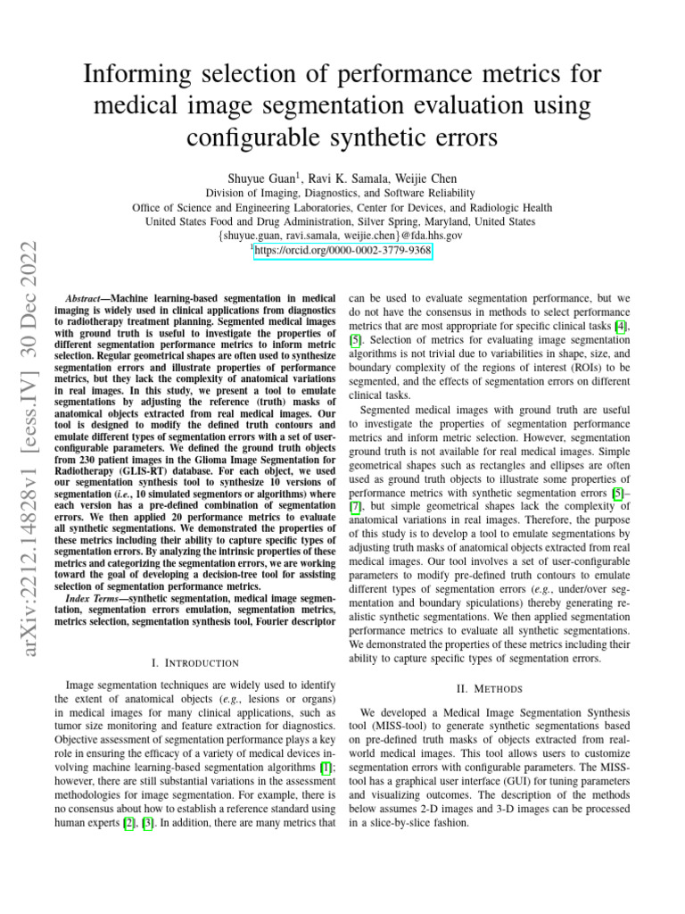 Informing Selection of Performance Metrics For Medical Image Segmentation Evaluation Using ...
