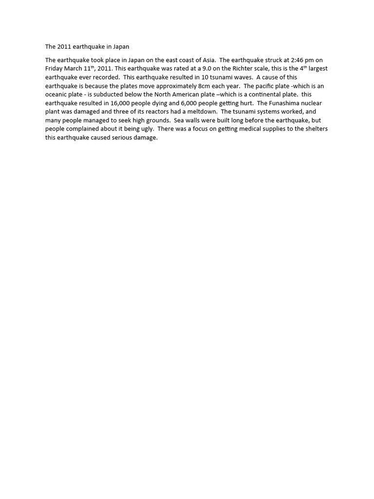 2011 Japan Earthquake Overview | PDF