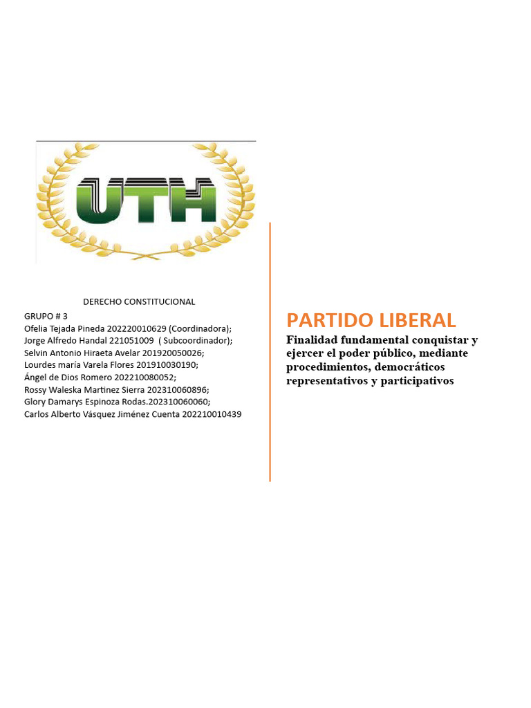 Historia del Partido Liberal HN | PDF | Gobierno | Ciencias Políticas