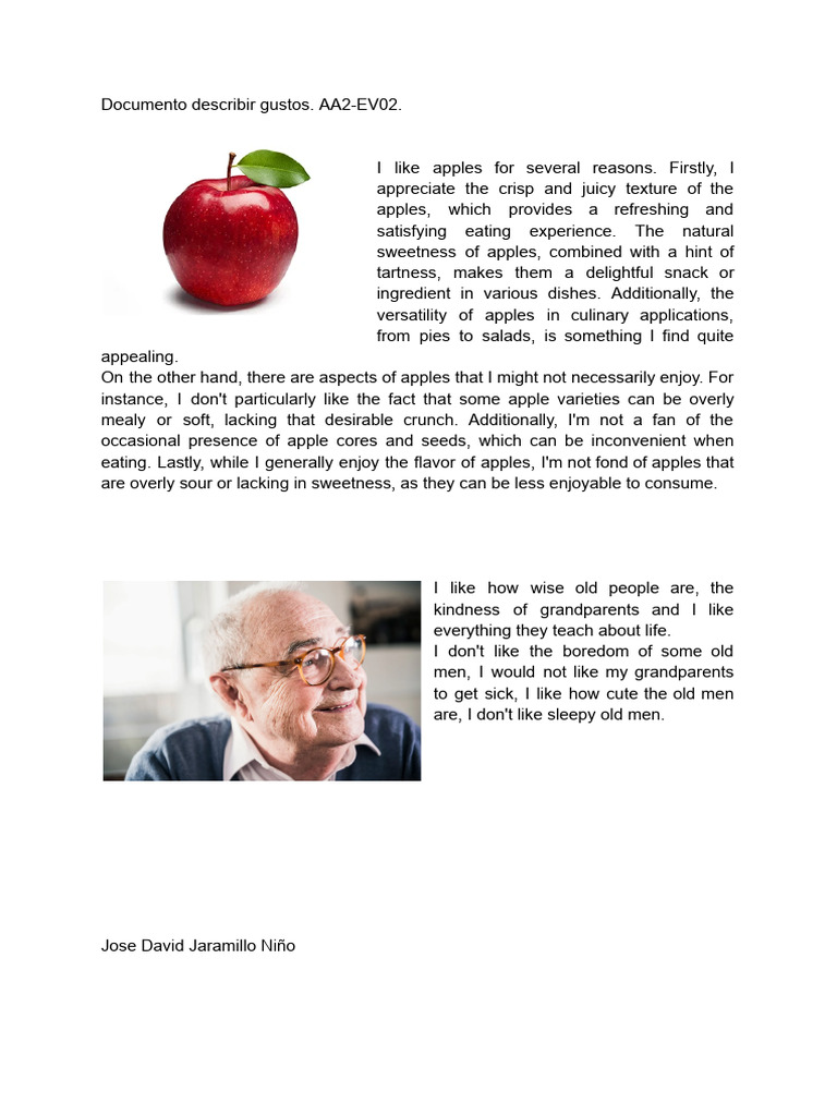 Documento Describir Gustos. AA2-EV02 | PDF