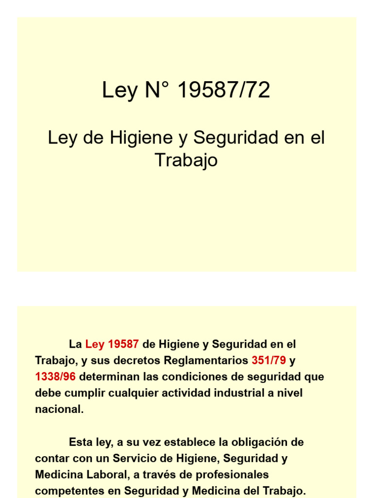 Ley 19587: Higiene y Seguridad Laboral | PDF | Espectro ...