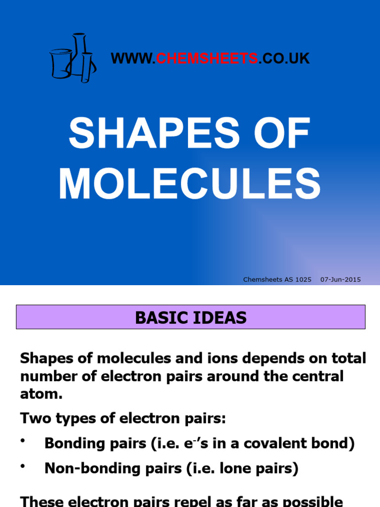 3 1 3 As Shapes of Molecules Chemsheets | PDF | Chemical Bond ...