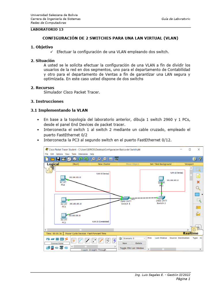 29 - 2a V - 25.11.22 GL 11 Configurando Una VLAN II | PDF | Protocolos de red | Informática