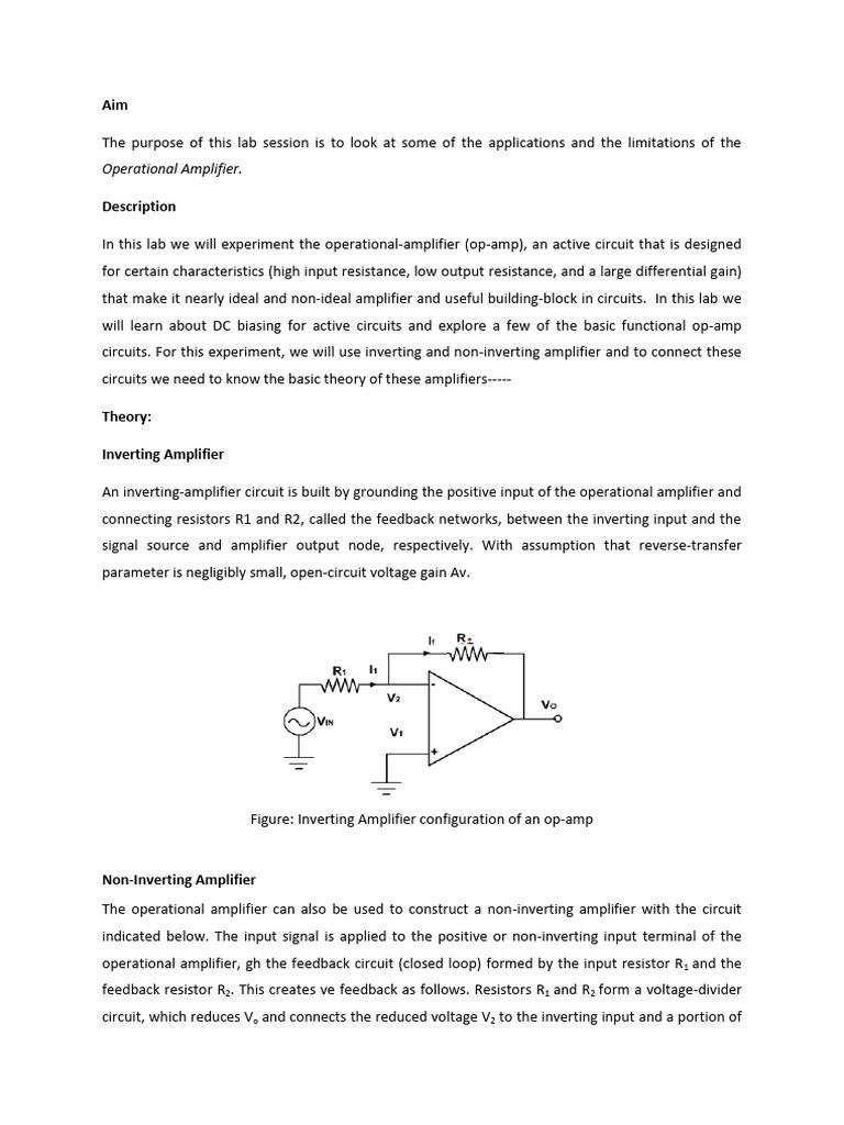 Operational Amplifier Lab Experiment | PDF | Operational Amplifier ...