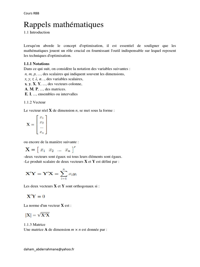 Cours 3 RBB | PDF | Matrice (Mathématiques) | Scalaire (mathématiques)