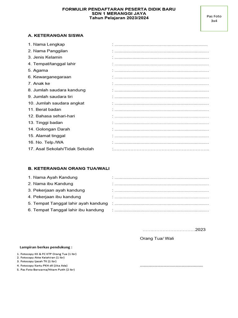 Formulir Pendaftaran Peserta Didik Baru | PDF | Olahraga & Rekreasi ... Formulir Pendaftaran Peserta Didik Baru | PDF | Olahraga & Rekreasi ...