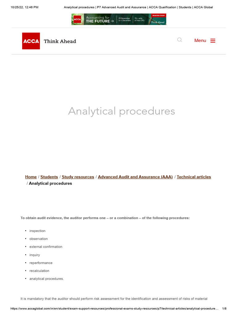 Analytical Procedures in P7 Audit | PDF | Audit | Financial Audit