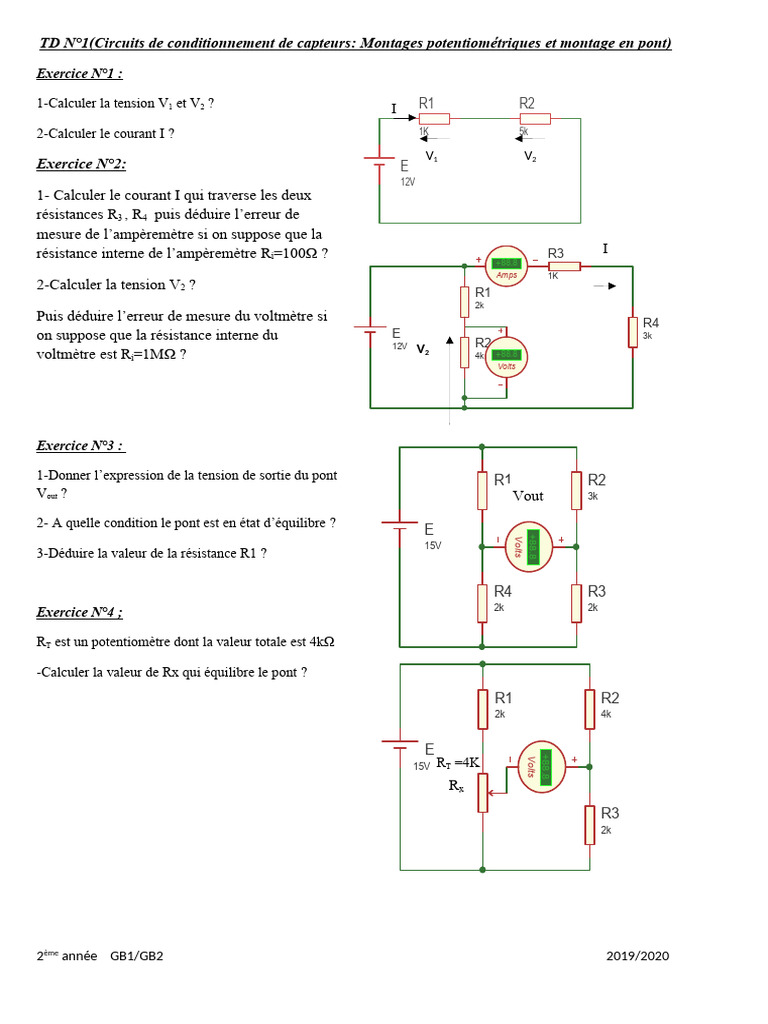 TD Capteurs 2eme Année GB | PDF | Amplificateur opérationnel | Amplificateur électronique