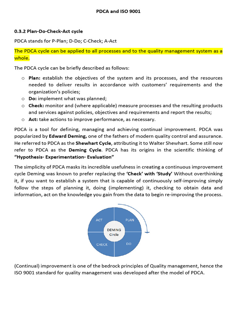 Q-3 PDCA and ISO 9001 | PDF