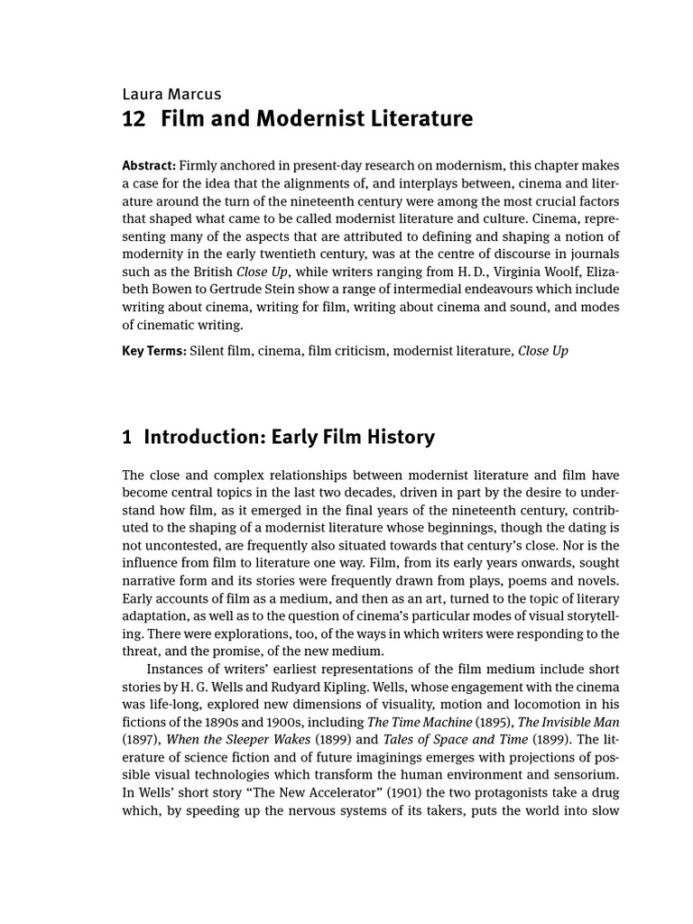12 Film and Modernist Literature: 1 Introduction: Early Film History ...