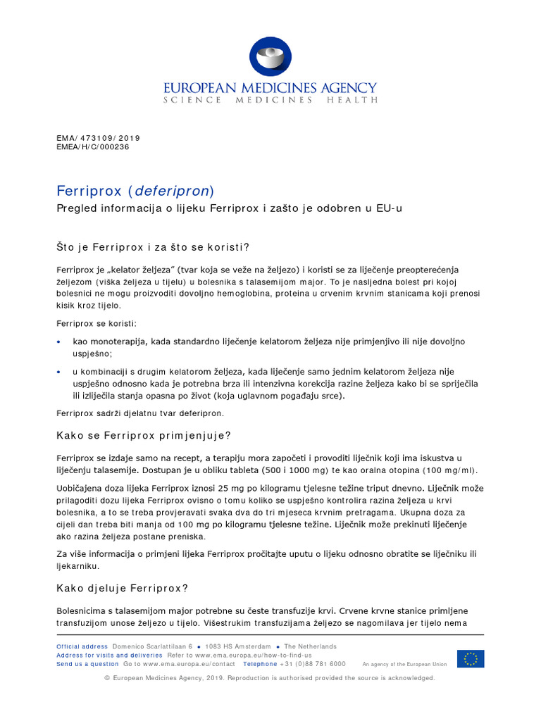 Ferriprox Epar Medicine Overview - HR | PDF