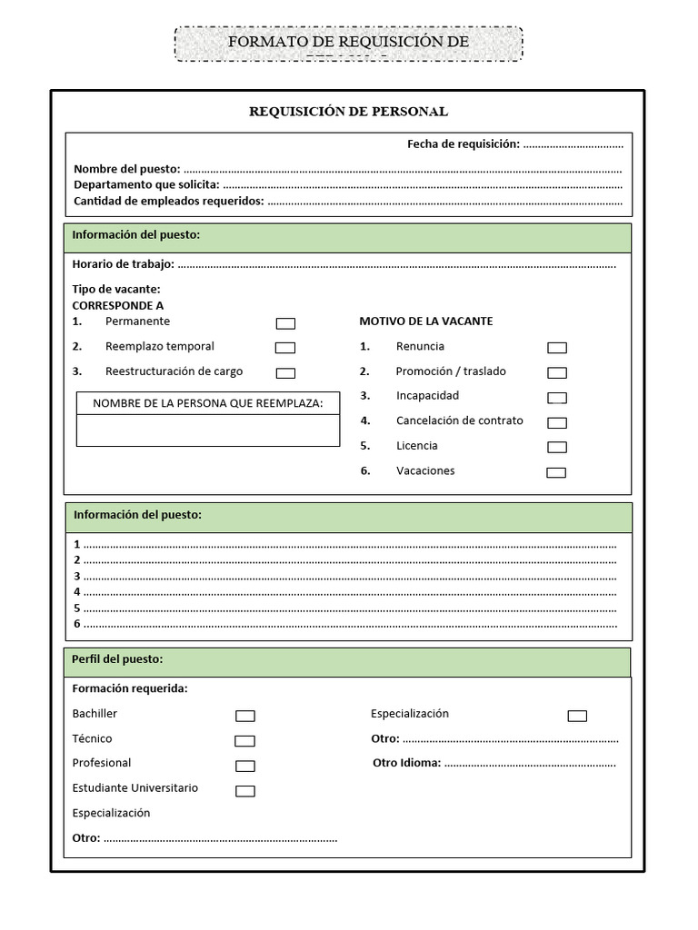 Deber 1. Formato de Requisición de Personal | PDF | Gestión de recursos ...