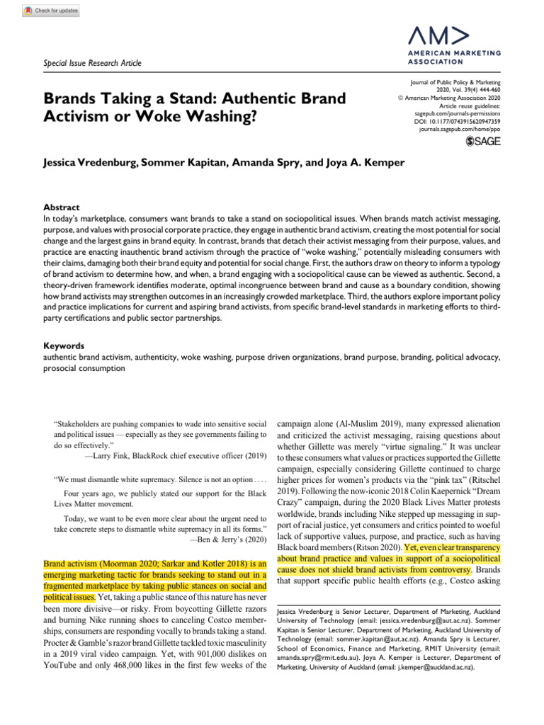 Brands Taking A Stand Authentic Brand | PDF | Brand | Activism