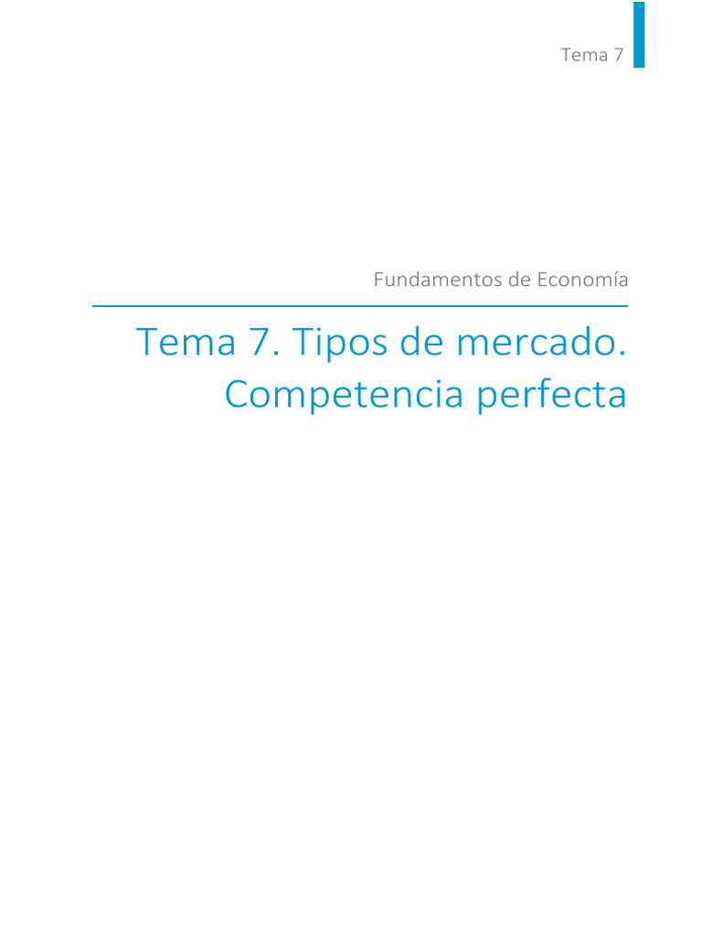 Tema 7 TIPOS DE MERCADO. COMPETENCIA PERFECTA | PDF | Mercado (economía ...