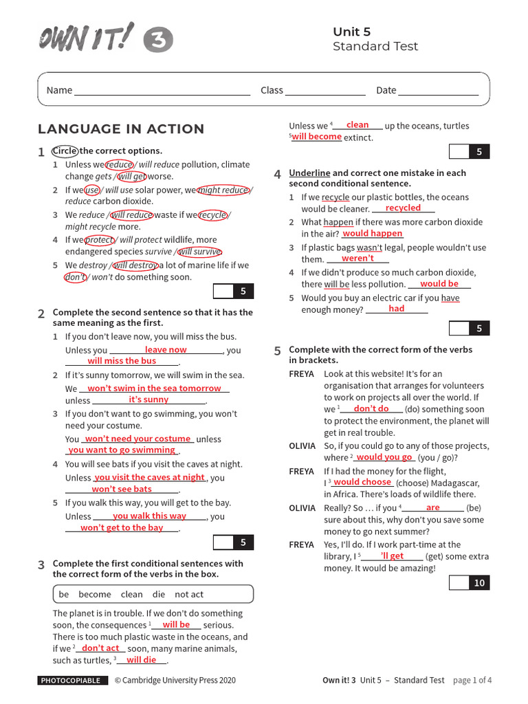 CsUnit5 Standard Test With Answers | PDF | Coral Reef | Oceans