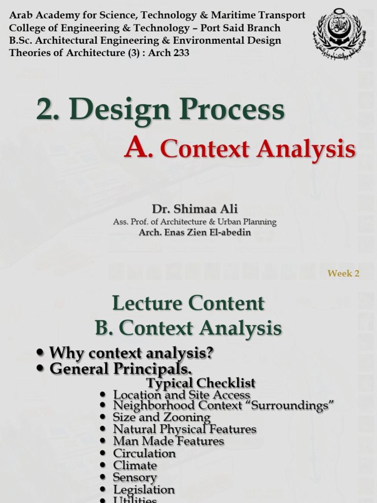 AR 233 - Lec2. Detailed Context Analysis | PDF