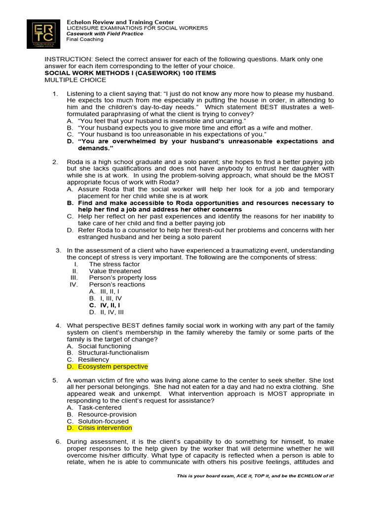 Final Coaching Casework Answer Key 2023 | PDF | Psychotherapy | Social Work