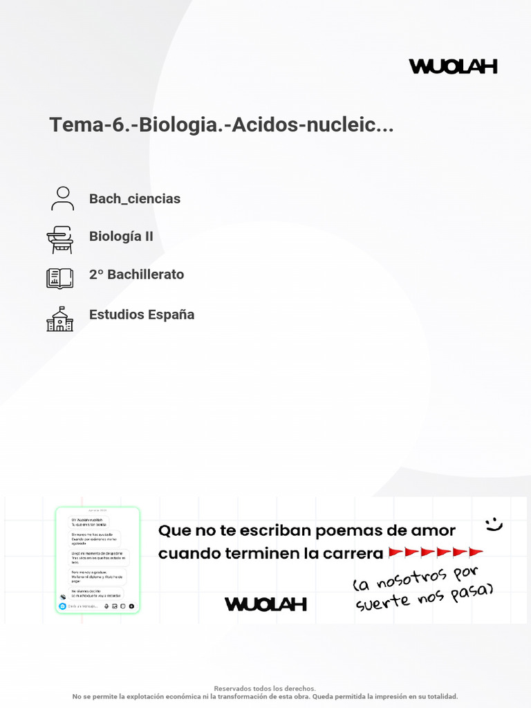 Wuolah Free Tema 6. Biologia. Acidos Nucleicos y Nucleotidos | PDF | Adn | Rna