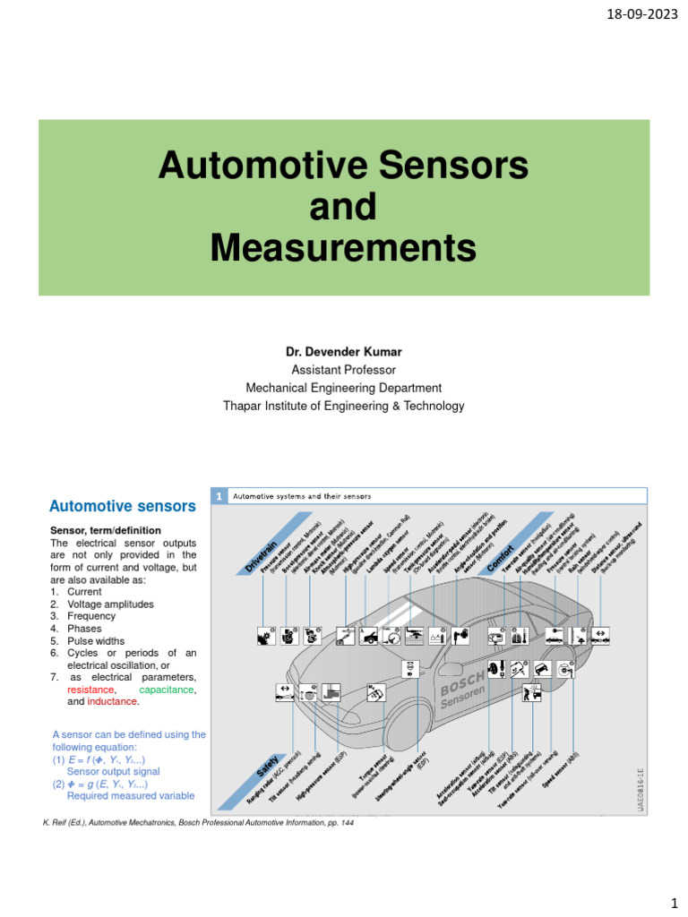 Automotive Sensors and Measurements | PDF | Sensor | Vehicles