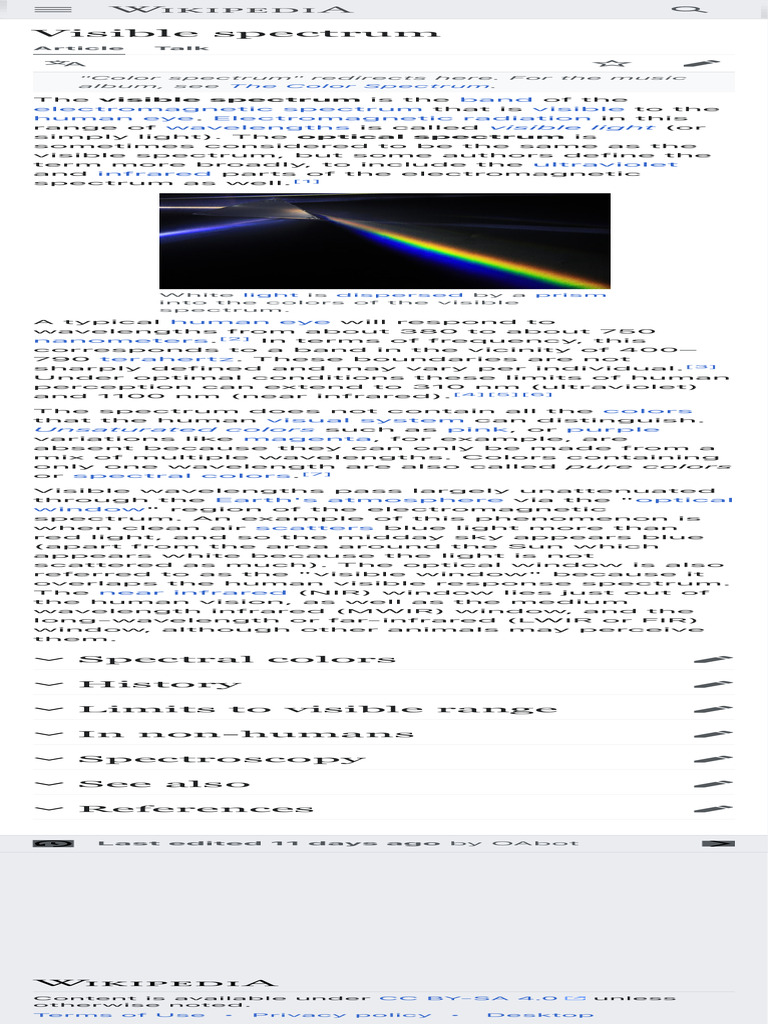 Visible Spectrum - Wikipedia | PDF | Foreign Language Studies