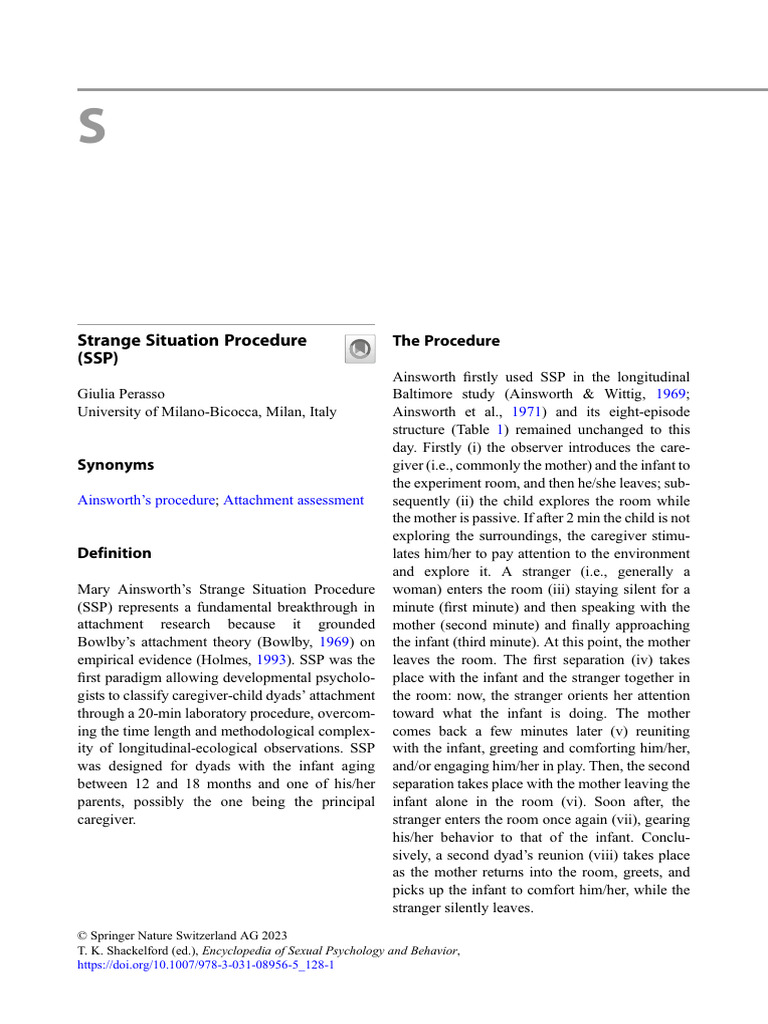 SSP | PDF | Attachment Theory | Family
