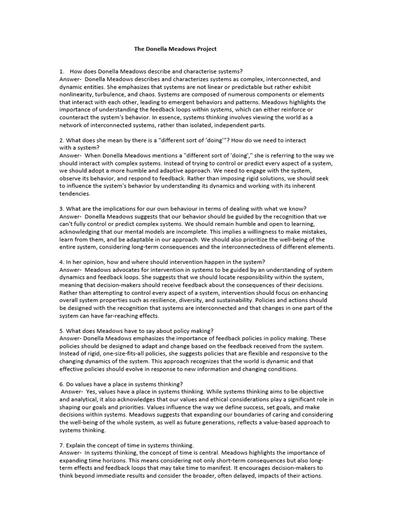 The Donella Meadows Project | PDF | System | Systems Theory