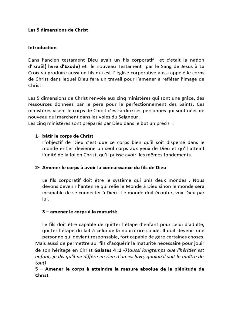 Les 5 dimensions de Christ et leur impact | PDF | Jésus | Dieu