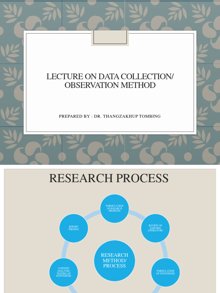 Lecture On Data Collection Obsevation Method Pdf Sampling