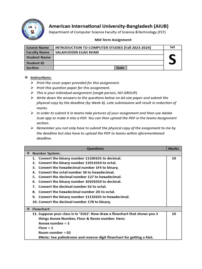Mid Assignment (B10) (B21) (B31) (B41) | PDF | Theory Of Computation | Computer Engineering