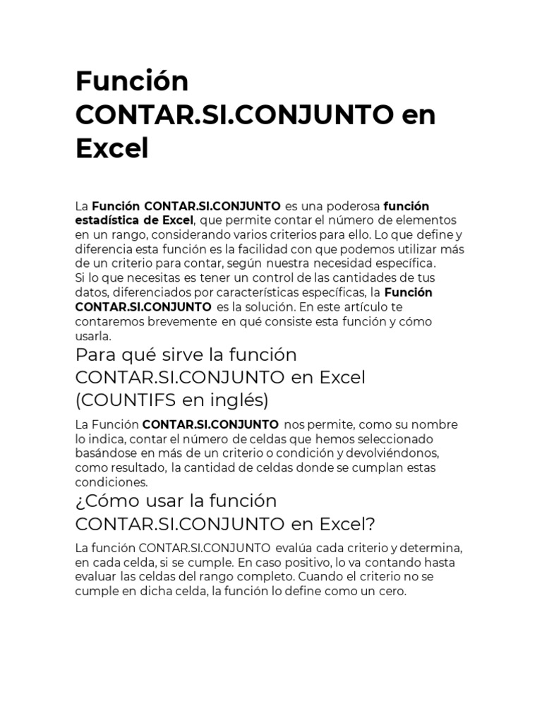 Función CONTAR | PDF | Función (Matemáticas) | Microsoft Excel