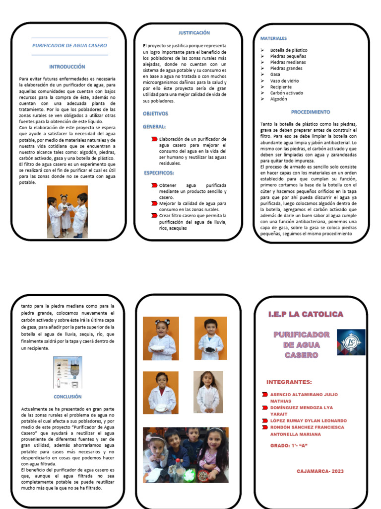 Triptico Eureka Purificador Grupo 1 | PDF | Agua | El plastico