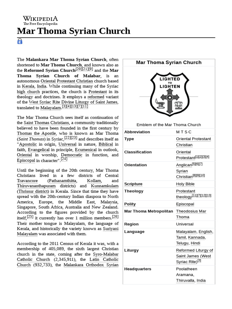 Mar Thoma Syrian Church | PDF | Christian Organizations | Eastern ...