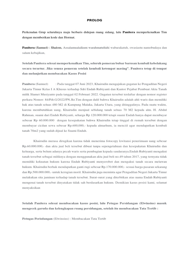 Protokol SIDANG PLKH PERDATA | PDF | Hukum
