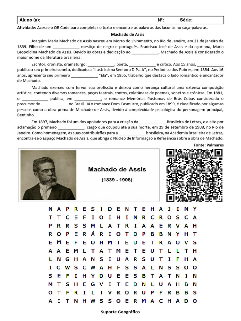 Caça Palavras: Machado de Assis | PDF