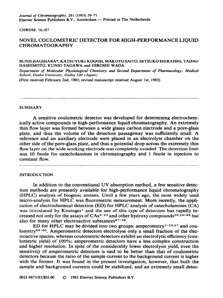 Novel Coulometric Detector For High-Performance Liquid | PDF | High ... Novel Coulometric Detector For High-Performance Liquid | PDF | High ...