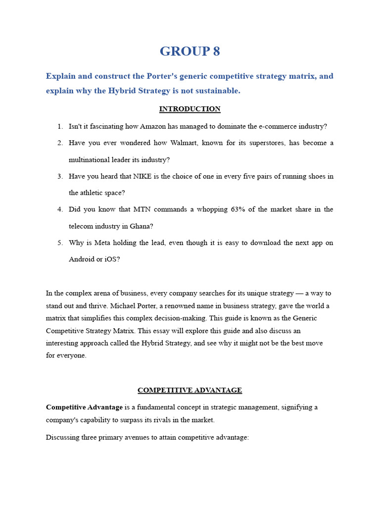 GROUP 8 - Final Compilation | PDF | Strategic Management | Competitive Advantage