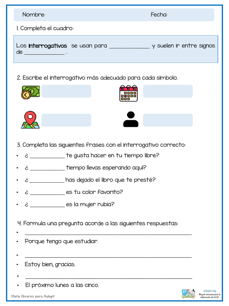 Actividades Interrogativos | PDF