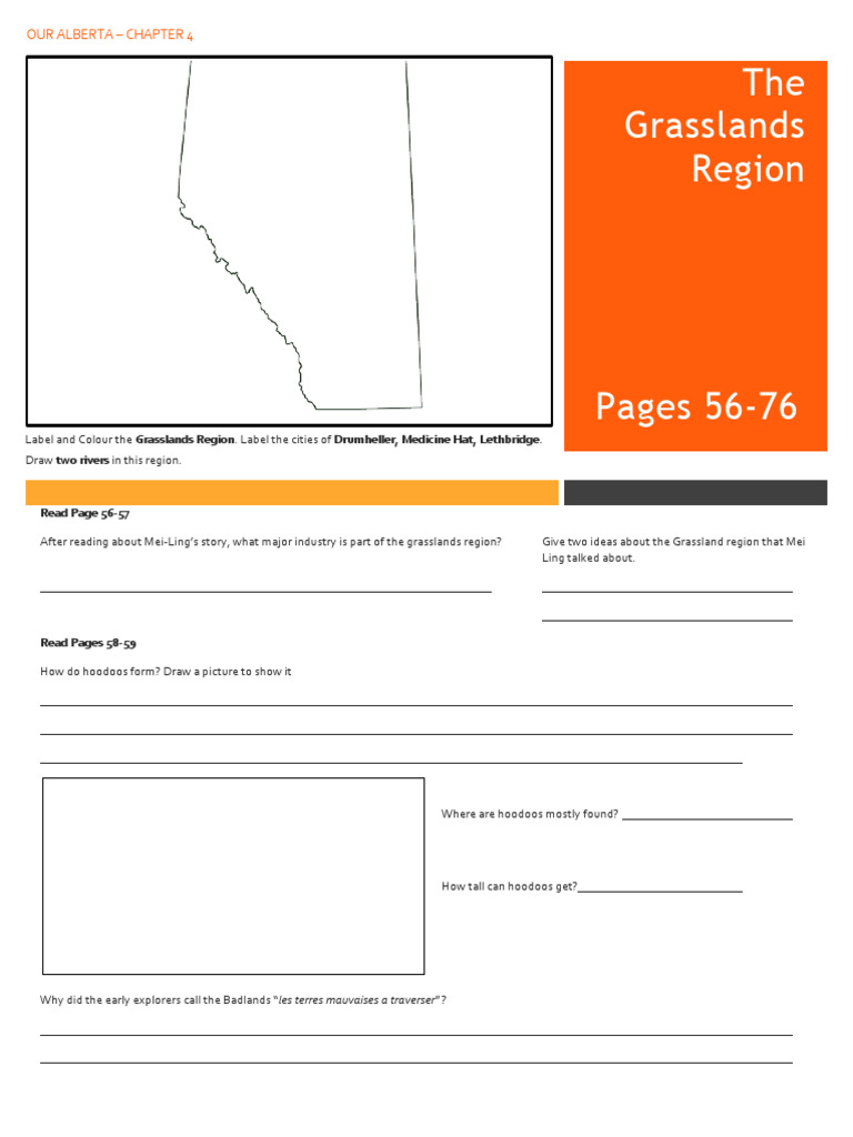 Our Alberta Activity Booklet Chapter 4 The Grasslands Region | PDF ...