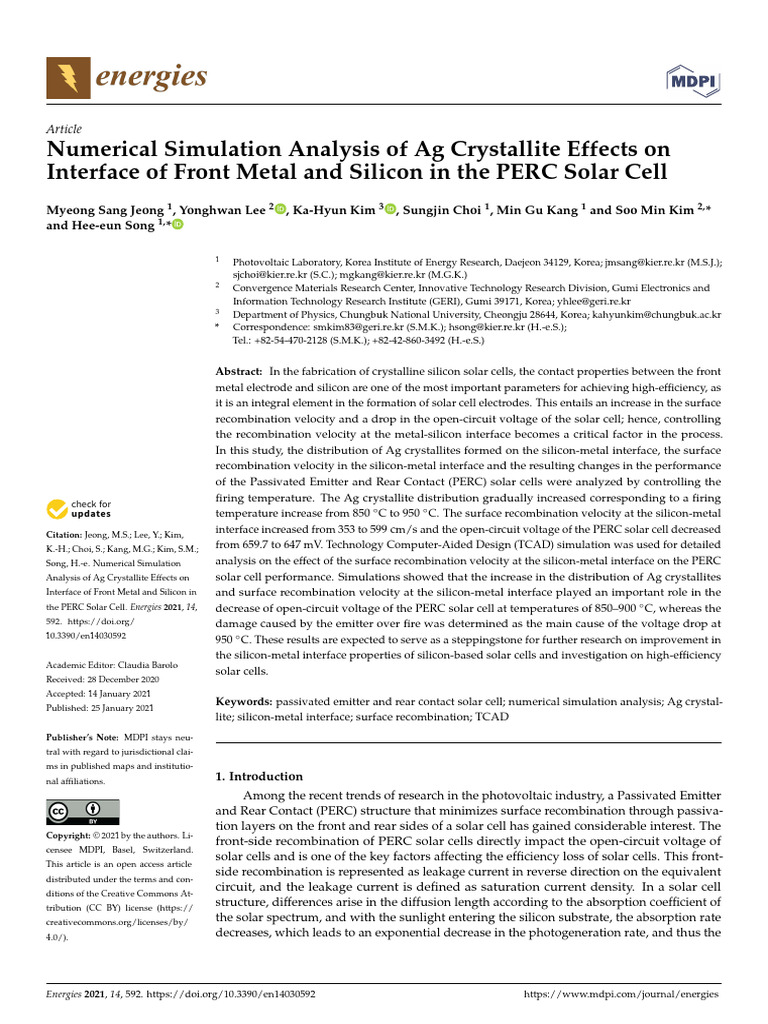 Numerical Simulation Analysis of Ag Crystallite Effects On Interface of Front Metal and Silicon ...