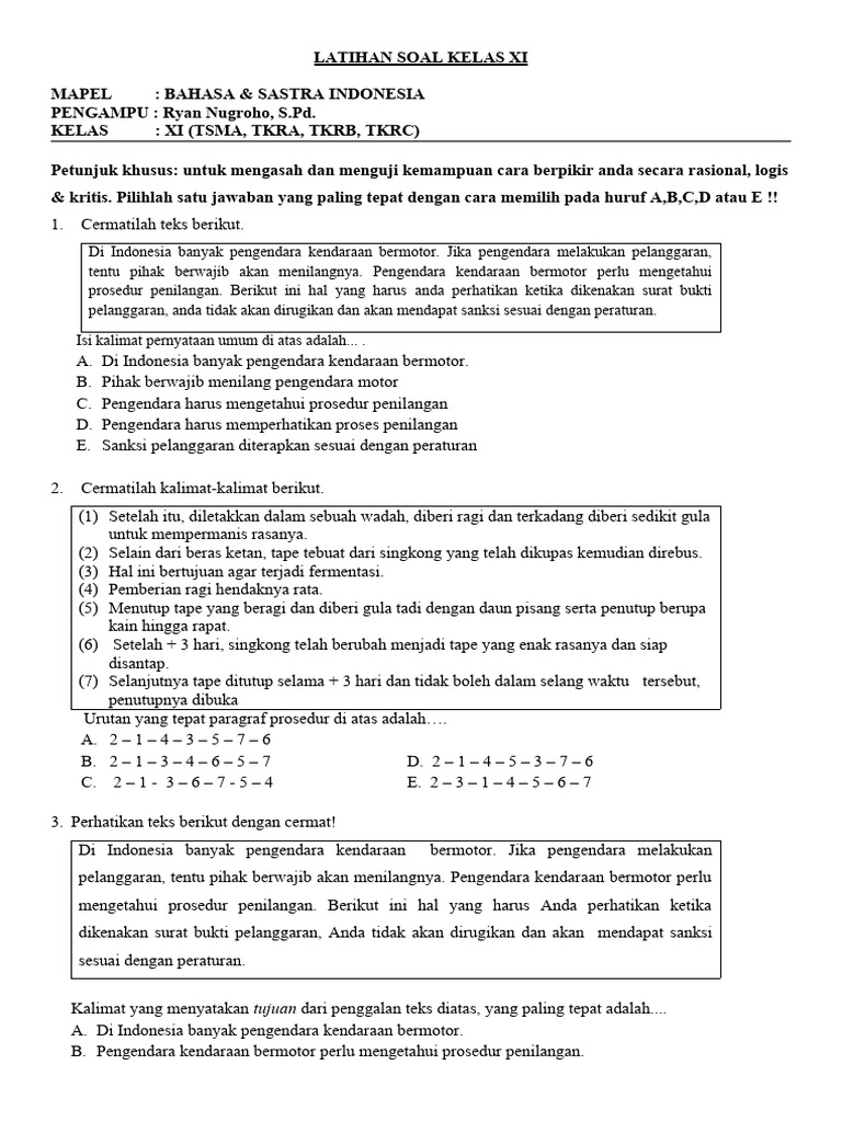 Latihan Soal Bi Xi Pdf