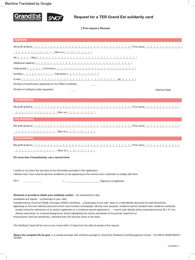 Grand Est Carte Solidaire Ter 96 | PDF | Identity Document | Mail