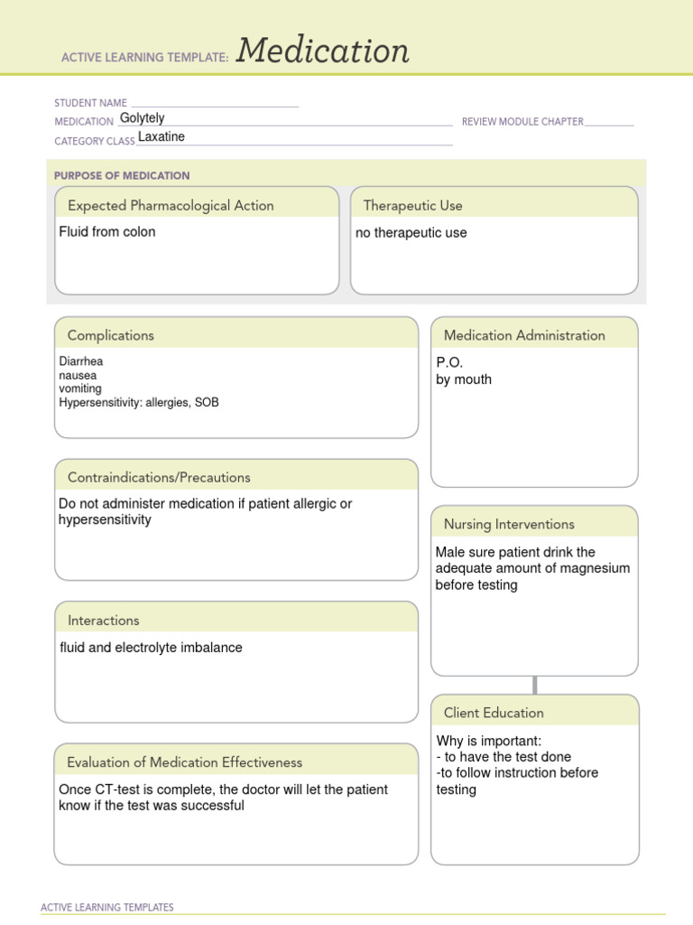 3 Laxatine Active Learning Template Medication | PDF