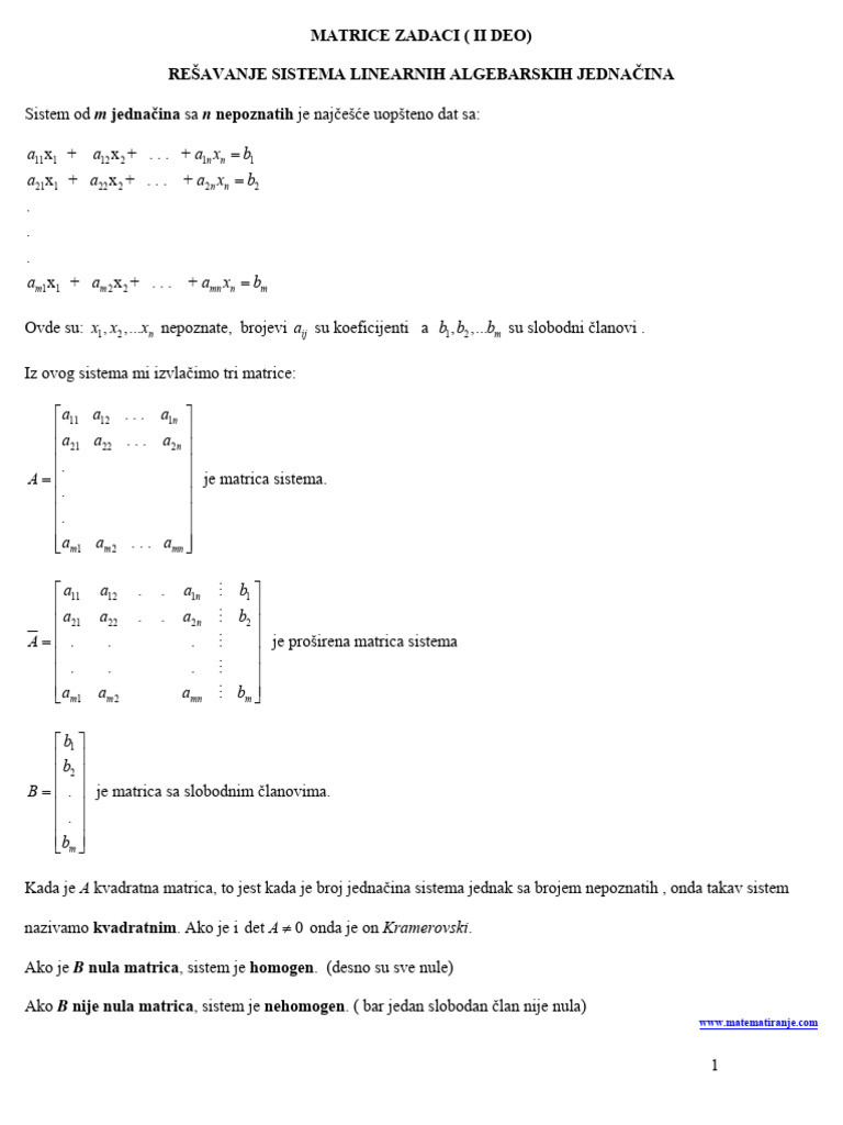 Matrice Zadaci II Deo | PDF