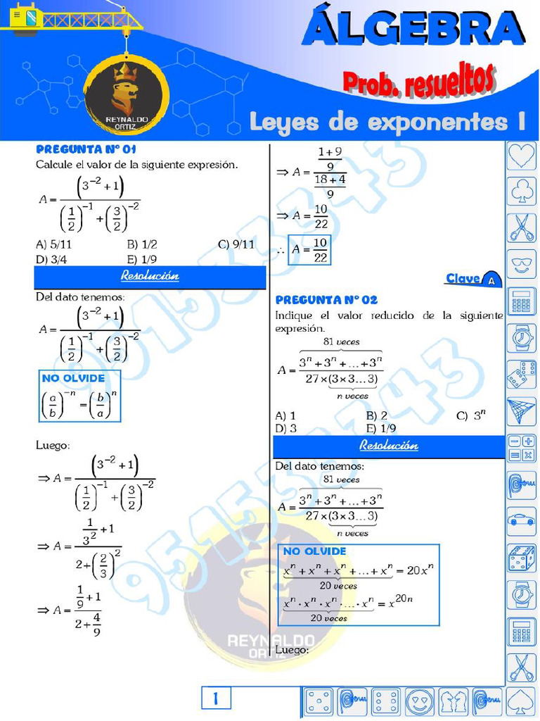Leyes de Exponentes I | PDF